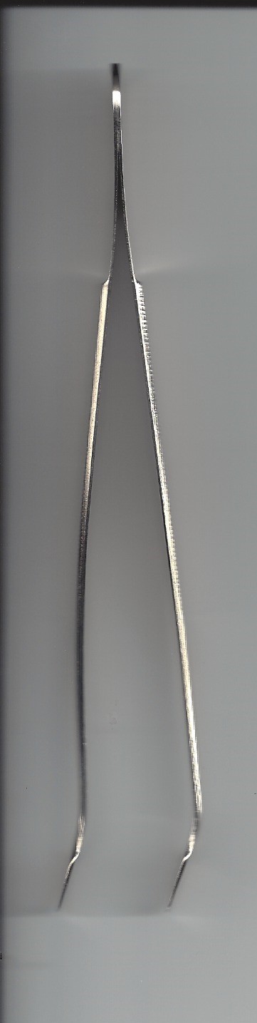 Professional 6" Stamp Tongs Bent Spade Tip with Pouch